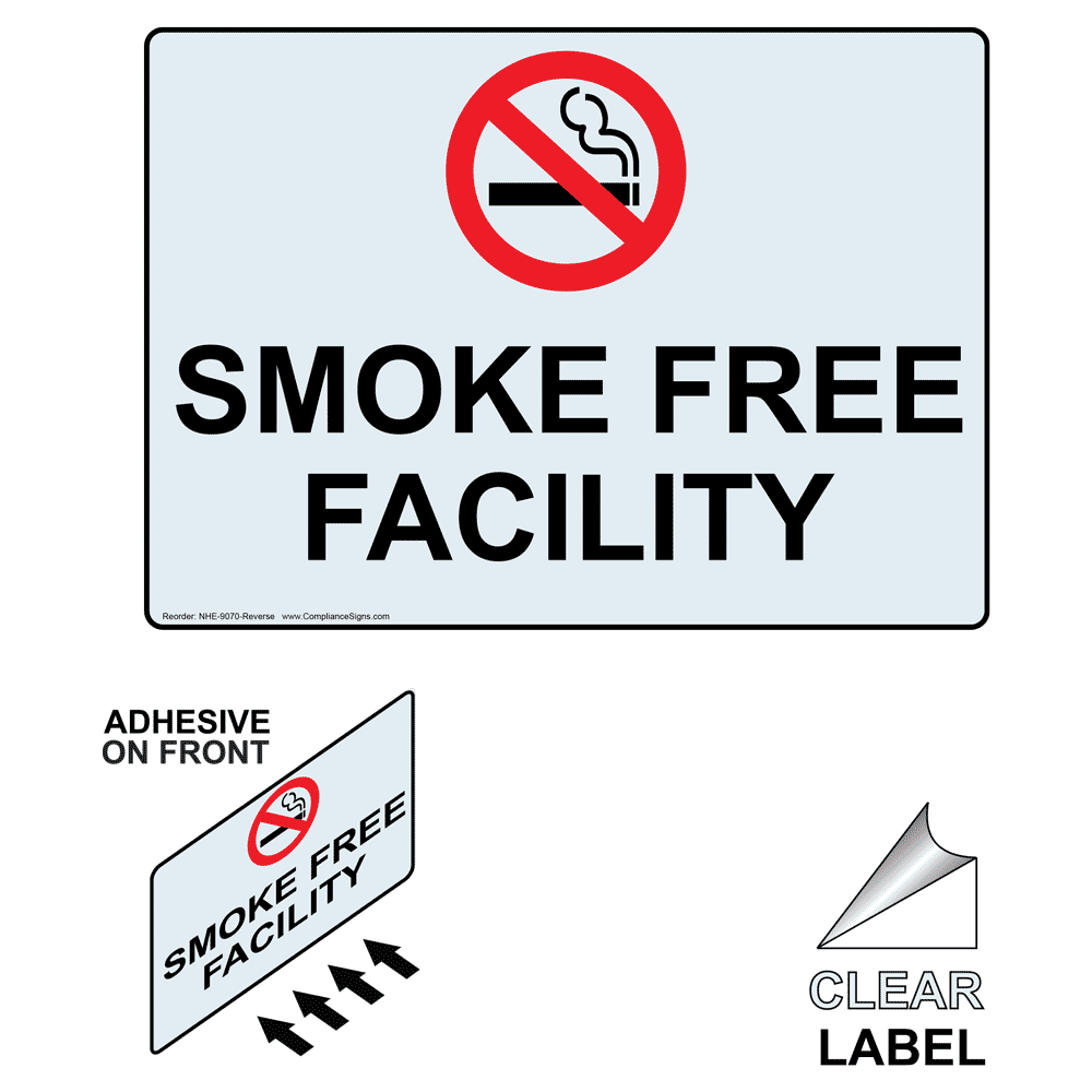 Smoke Free Facility Label NHE-9070-Reverse No Smoking