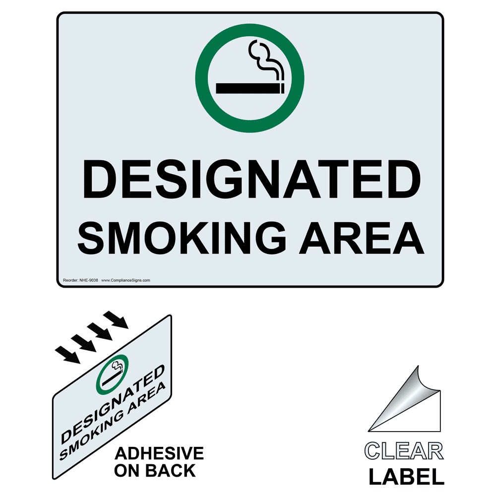 Designated Smoking Area Label NHE-9038 Smoking Area