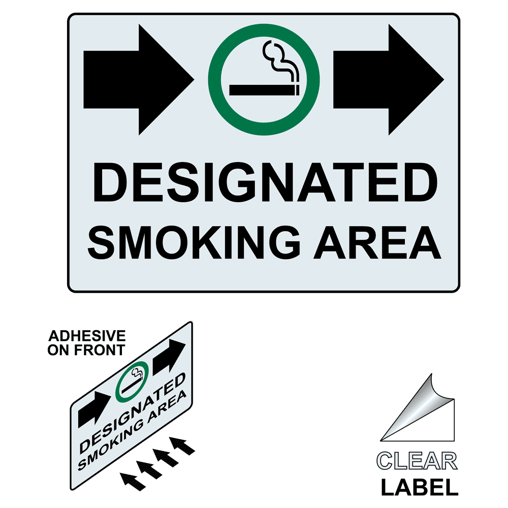 Designated Smoking Area Label NHE-9052-Reverse Smoking Area