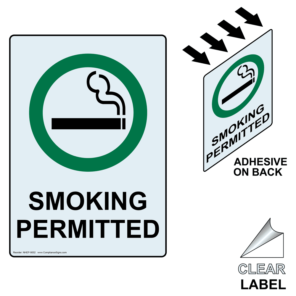 Portrait Smoking Permitted Clear Label With Symbol NHEP-9002