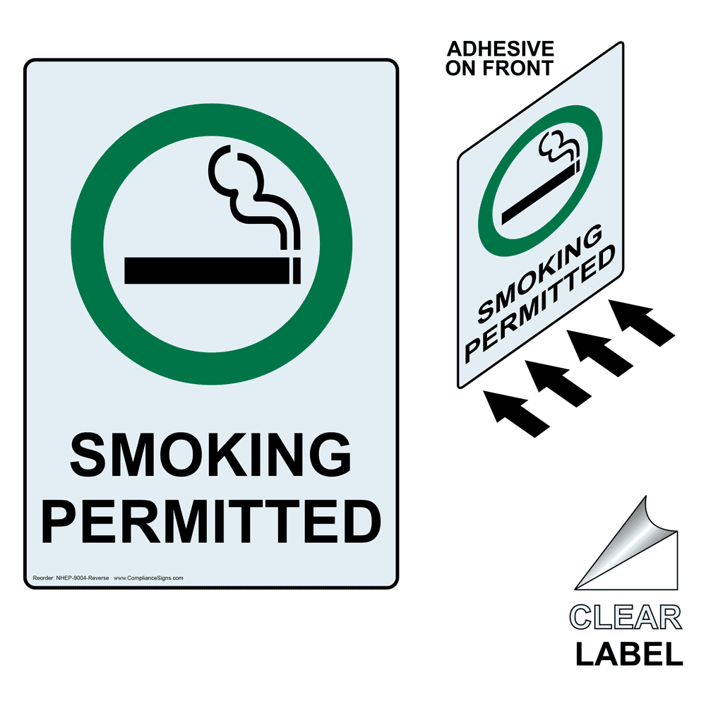 Portrait Smoking Permitted Clear Label With Symbol NHEP-9004-Reverse