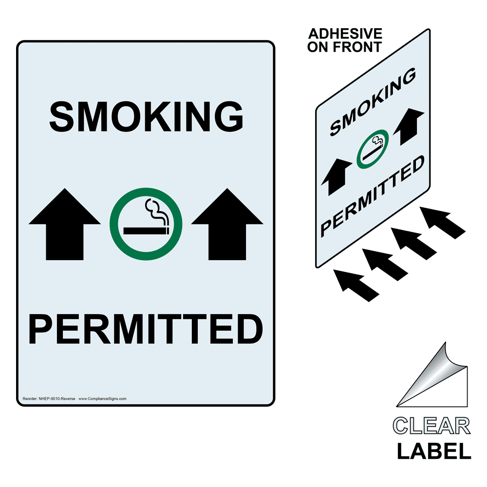 Portrait Smoking Permitted Clear Label With Symbol NHEP-9010-Reverse