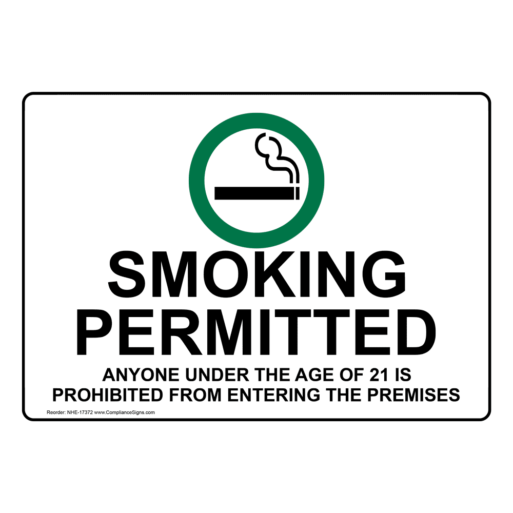 Smoking Area Sign - Smoking Permitted Age Of 21 Is Prohibited