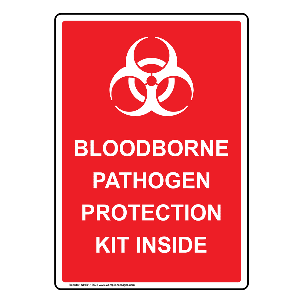 Vertical Sign - First Aid - Bloodborne Pathogen Protection