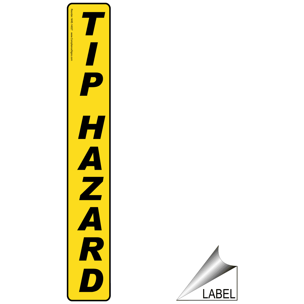 14 x 2 Inch Tip Hazard Labels - Vertical - 2-Pack