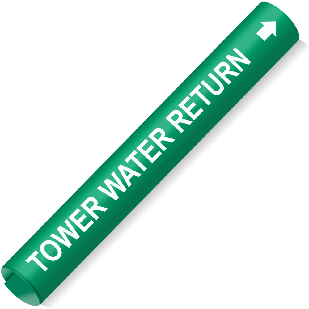 Coiled Pipe Marker - TOWER WATER RETURN - Green - ASME A13.1