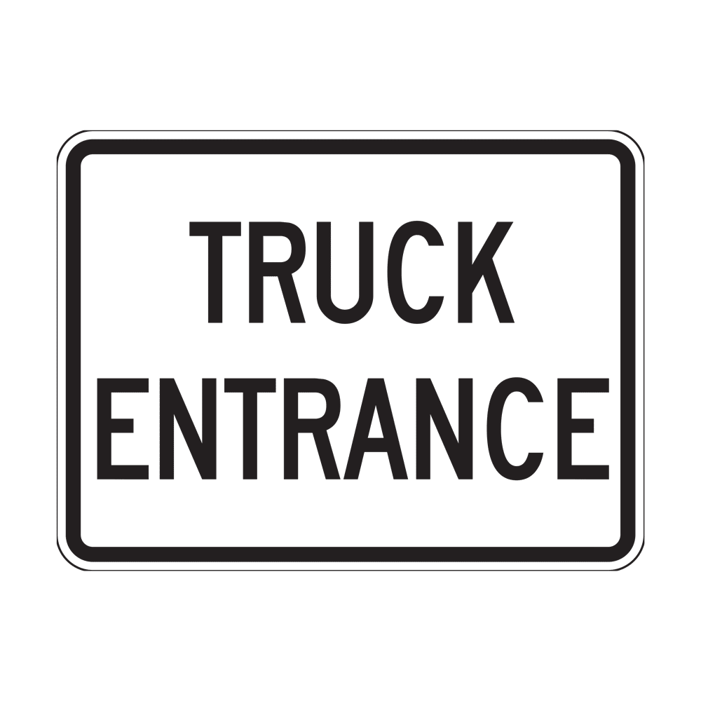 Truck Entrance Sign - BK/WHT 24x18 | Reflective Street Signs