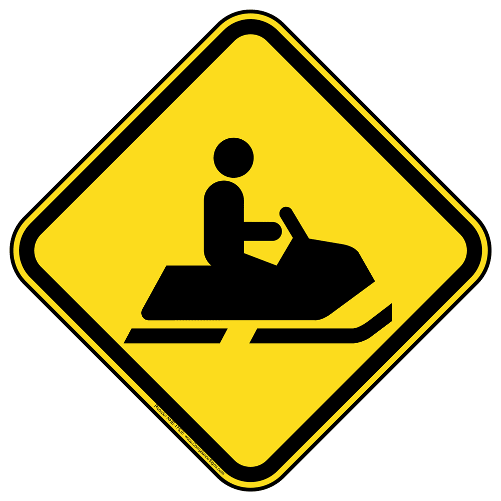 Recreation Traffic Safety Snowmobile Symbol Sign - Yellow Reflective