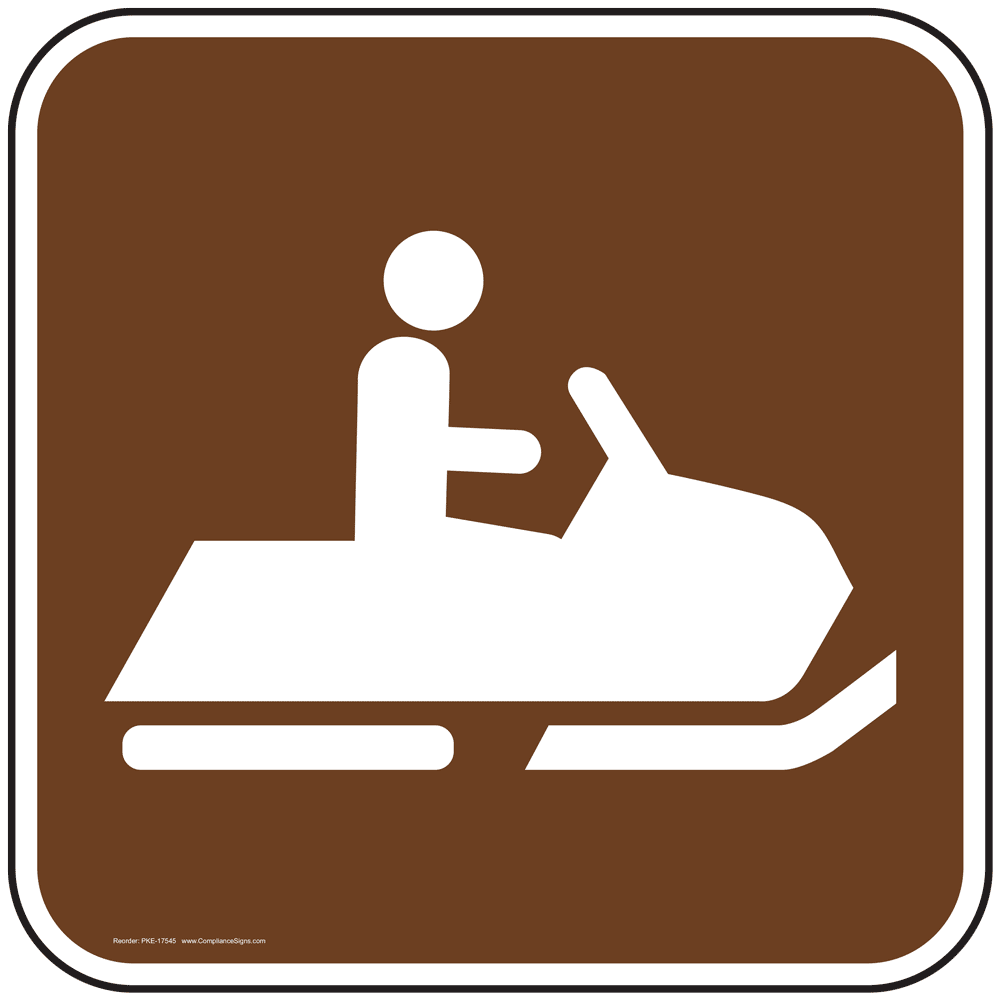 Recreation Trail Snowmobile Symbol Sign - Reflective Brown - US Made