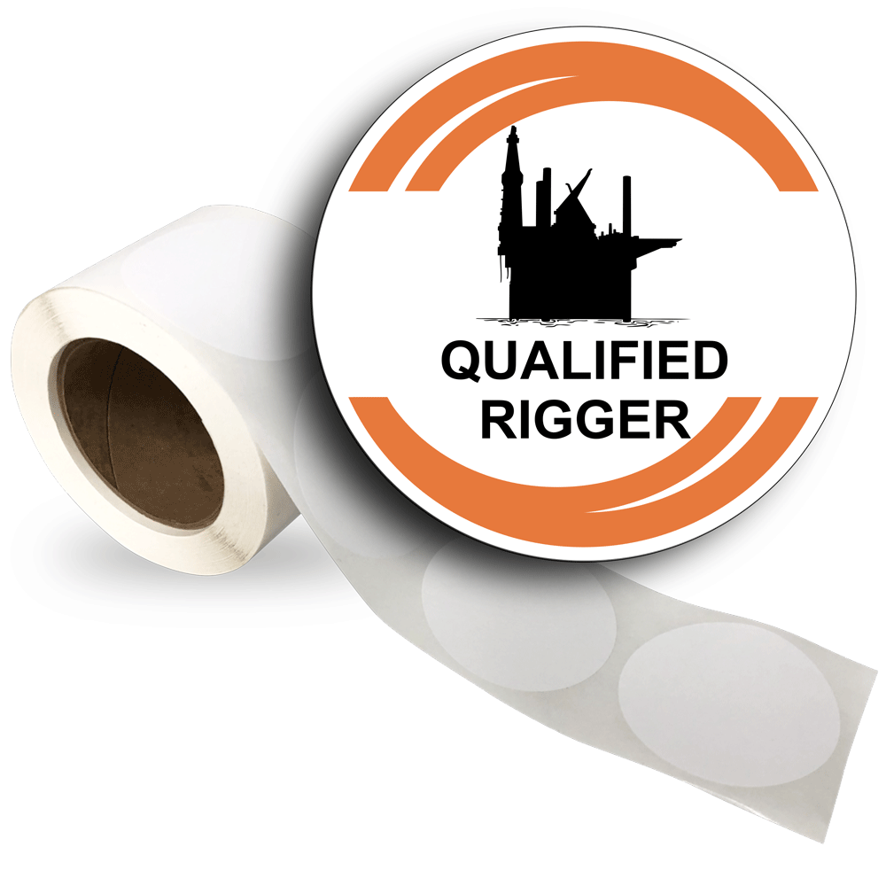 Qualified Rigger Labels on Roll - Round - White