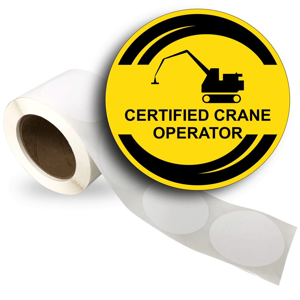 Roll Of Certified Crane Operator Helmet Labels - Design 2 - Adhesive