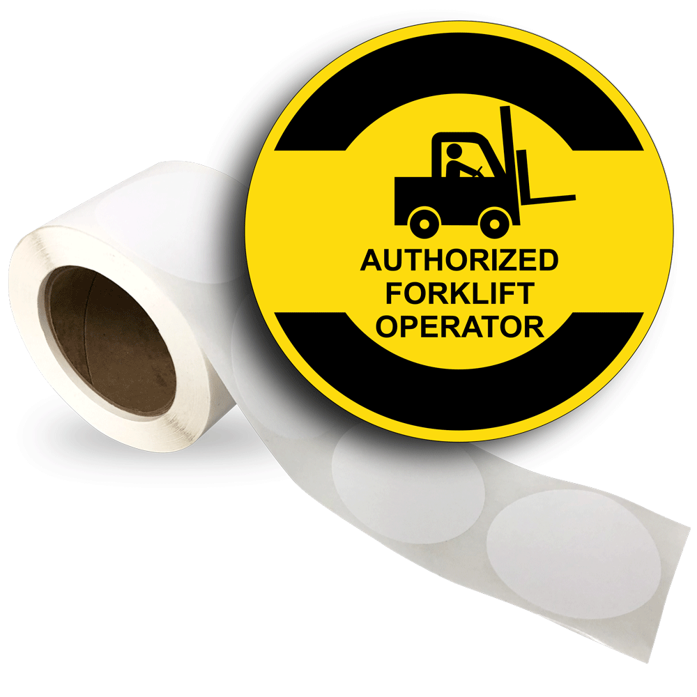 2-inch Round Authorized Forklift Labels on Roll - Yellow