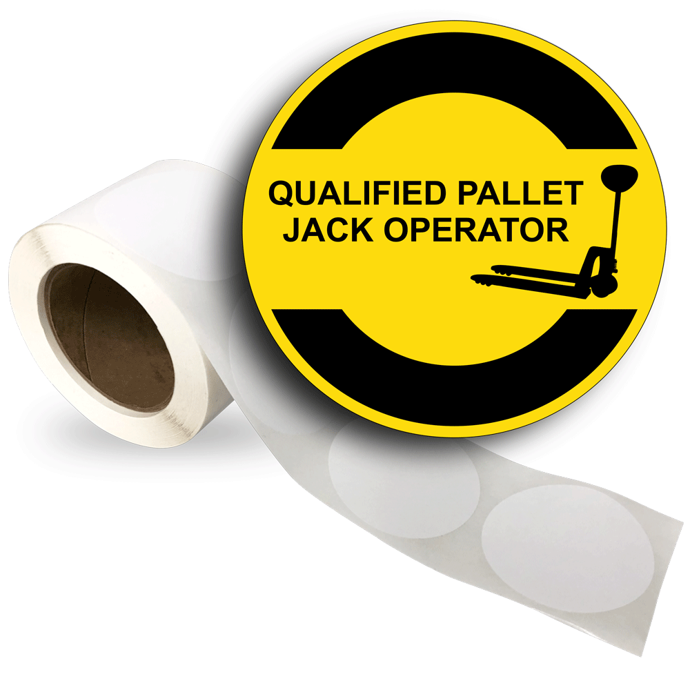 2-inch Round Qualified Pallet Jack Labels on Roll - Yellow