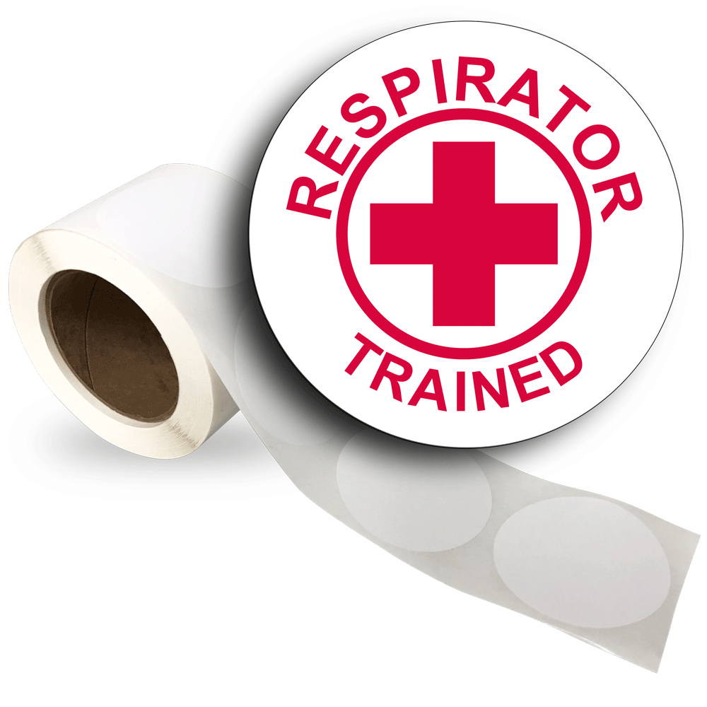 Respirator Trained Labels on Roll - Round - White