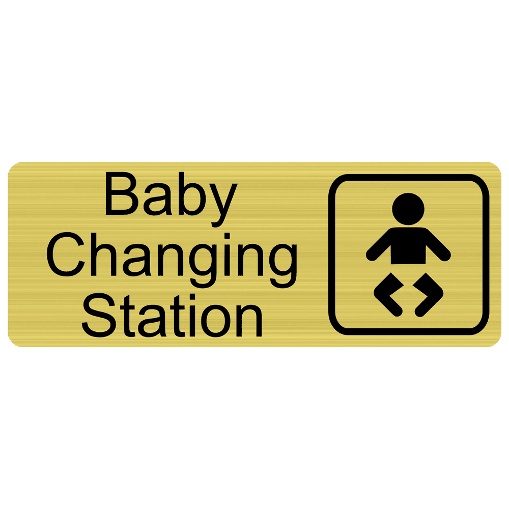 Baby Changing Station Engraved Sign EGRE-15953-SYM-BLKonGLD Restrooms