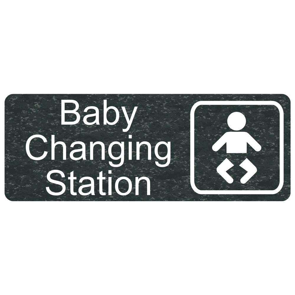 Baby Changing Station Engraved Sign EGRE-15953-SYM-WHTonCHMRBL
