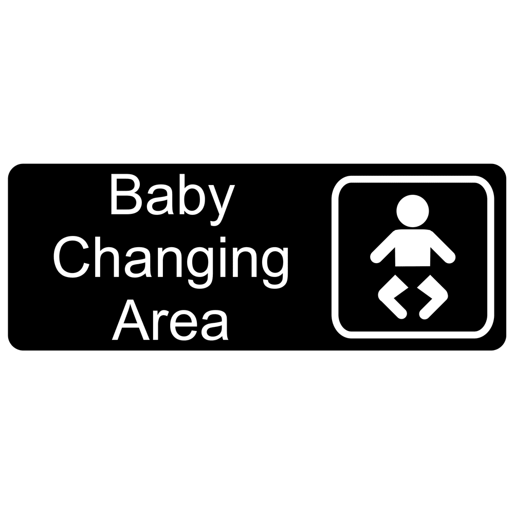 Baby Changing Area Engraved Sign EGRE-265-SYM-WHTonBLK Restrooms