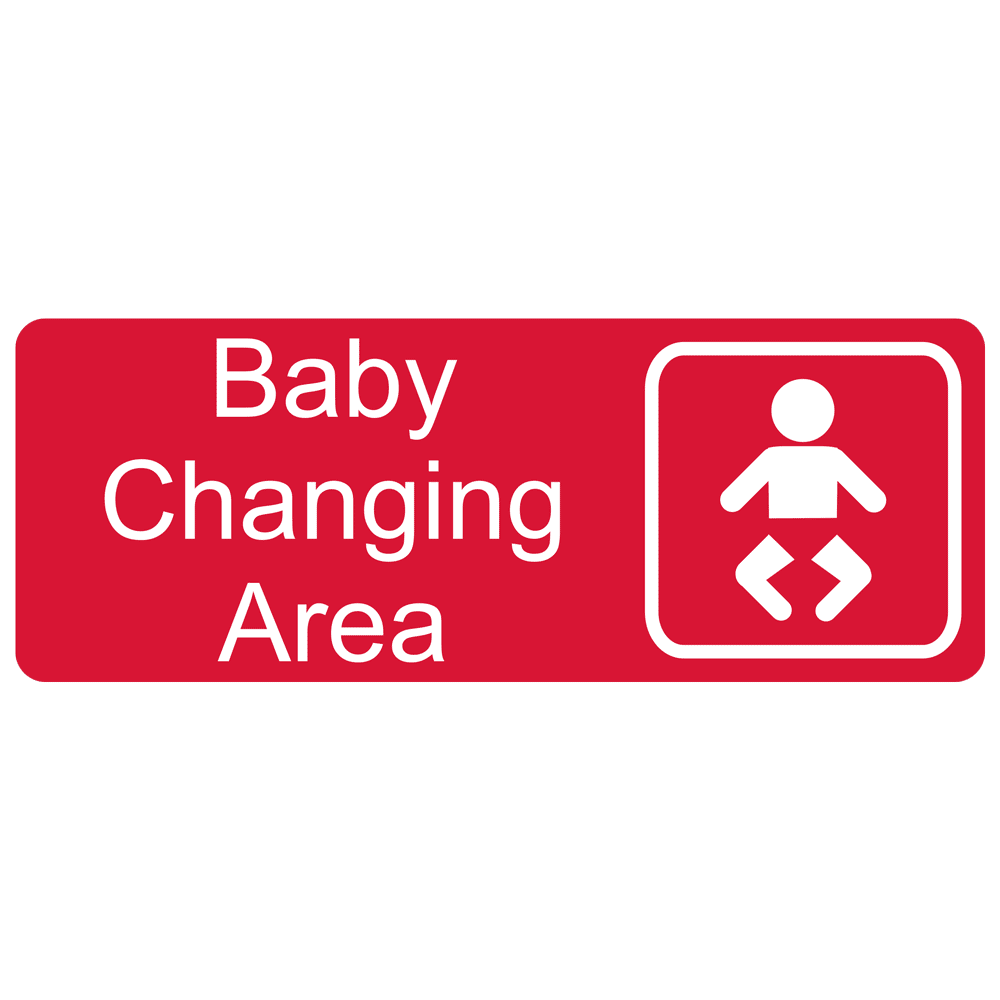 Baby Changing Area Engraved Sign EGRE-265-SYM-WHTonRed Restrooms