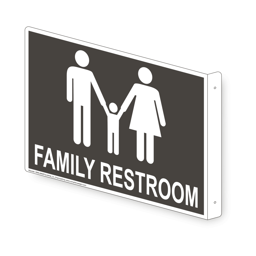 Family Restroom Sign RRE-6992Proj-WHTonCHGRY Restrooms