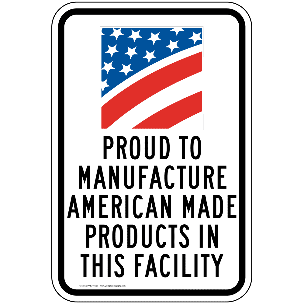 White Reflective Manufacture American Made Products Sign or Label