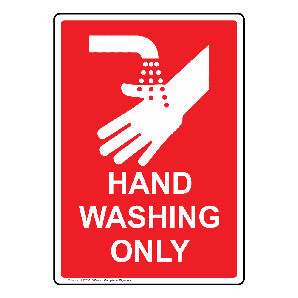 Red Hand Washing Only Sign - Vertical - Varied Sizes