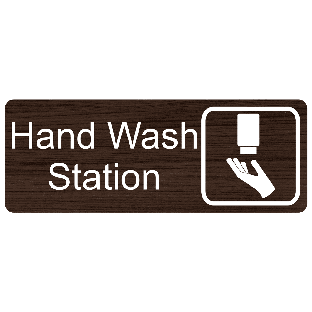Hand Wash Station Engraved Sign EGRE-369-SYM-WHTonKNA Hand Washing