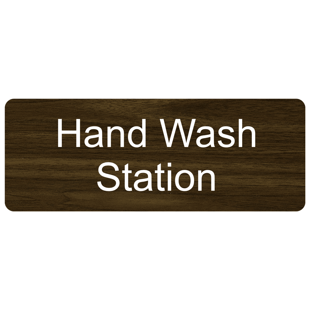 Hand Wash Station Engraved Sign EGRE-369-WHTonWLNT Wash Hands - Sink