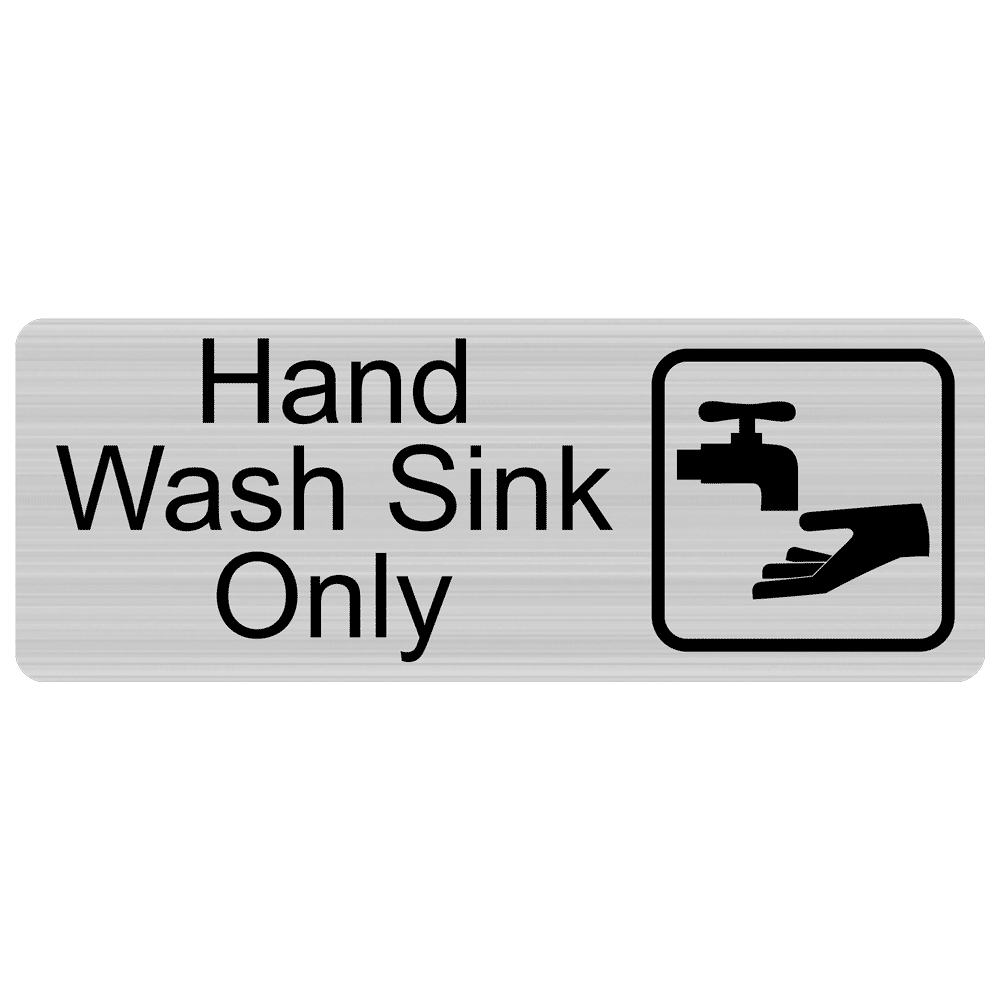 Hand Wash Sink Only Engraved Sign EGRE-372-SYM-BLKonSLVR Hand Washing
