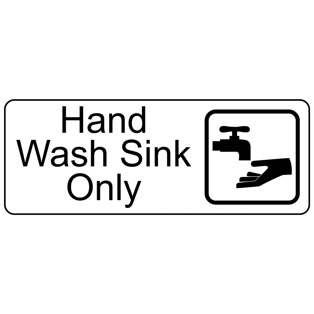 Hand Wash Sink Only Engraved Sign EGRE-372-SYM-BLKonWHT Hand Washing