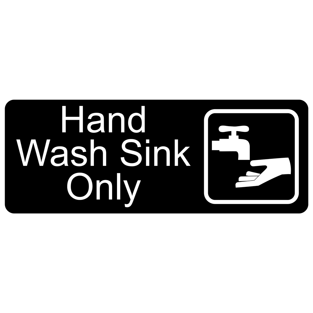 Hand Wash Sink Only Engraved Sign EGRE-372-SYM-WHTonBLK Hand Washing