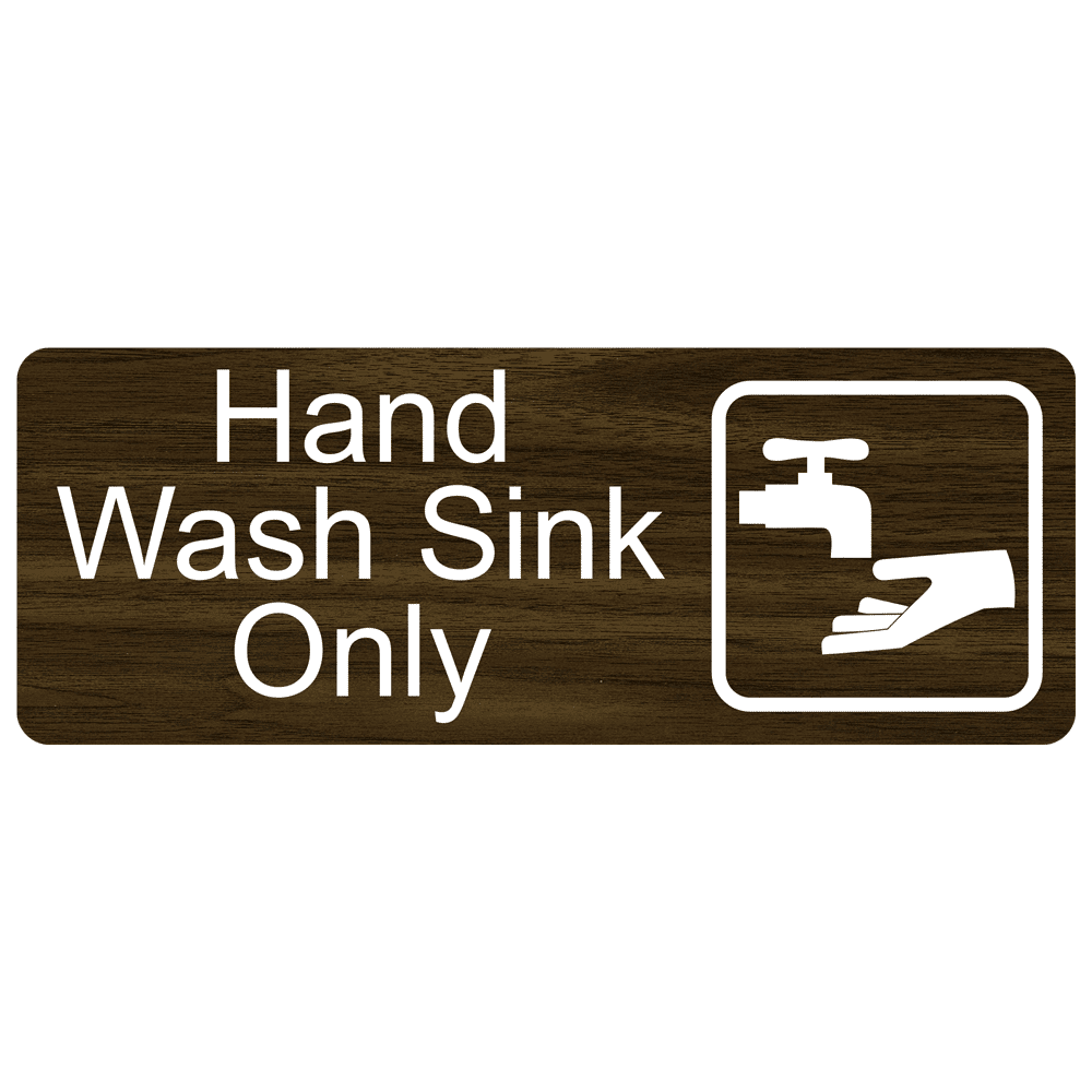 Hand Wash Sink Only Engraved Sign EGRE-372-SYM-WHTonWLNT Hand Washing