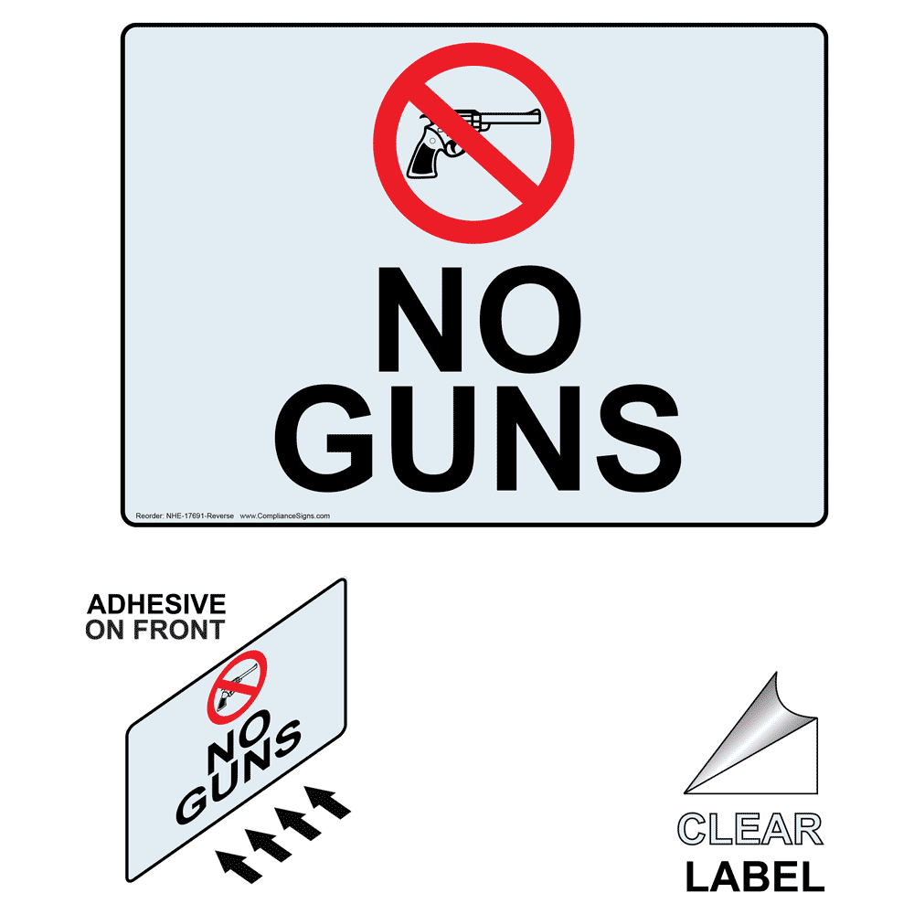 No Guns Label NHE-17691-Reverse Alcohol / Drugs / Weapons