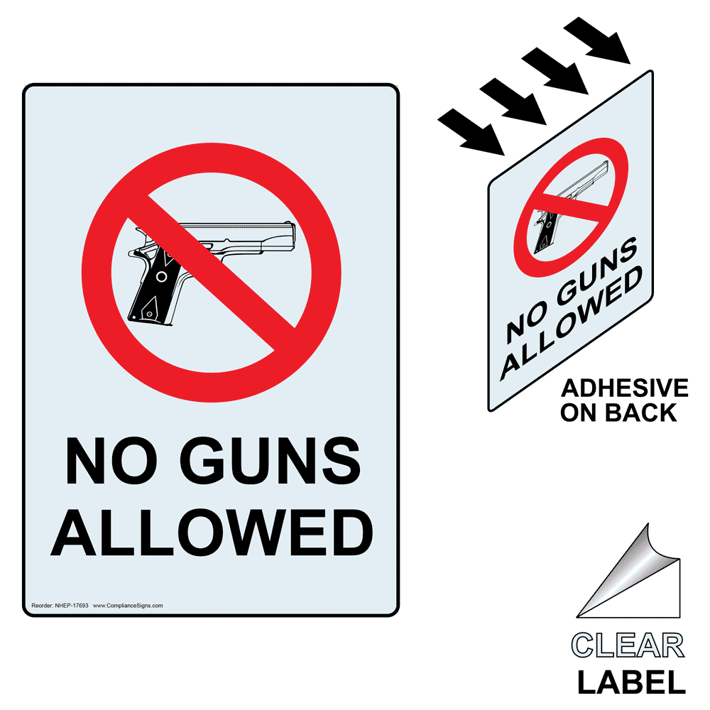 Portrait No Guns Allowed Clear Label With Symbol NHEP-17693