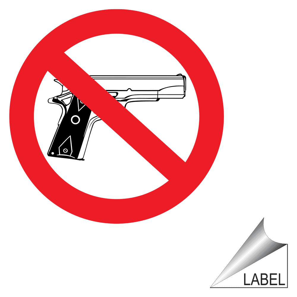 Alcohol / Drugs / Weapons No Guns Allowed Symbol Label - US Made