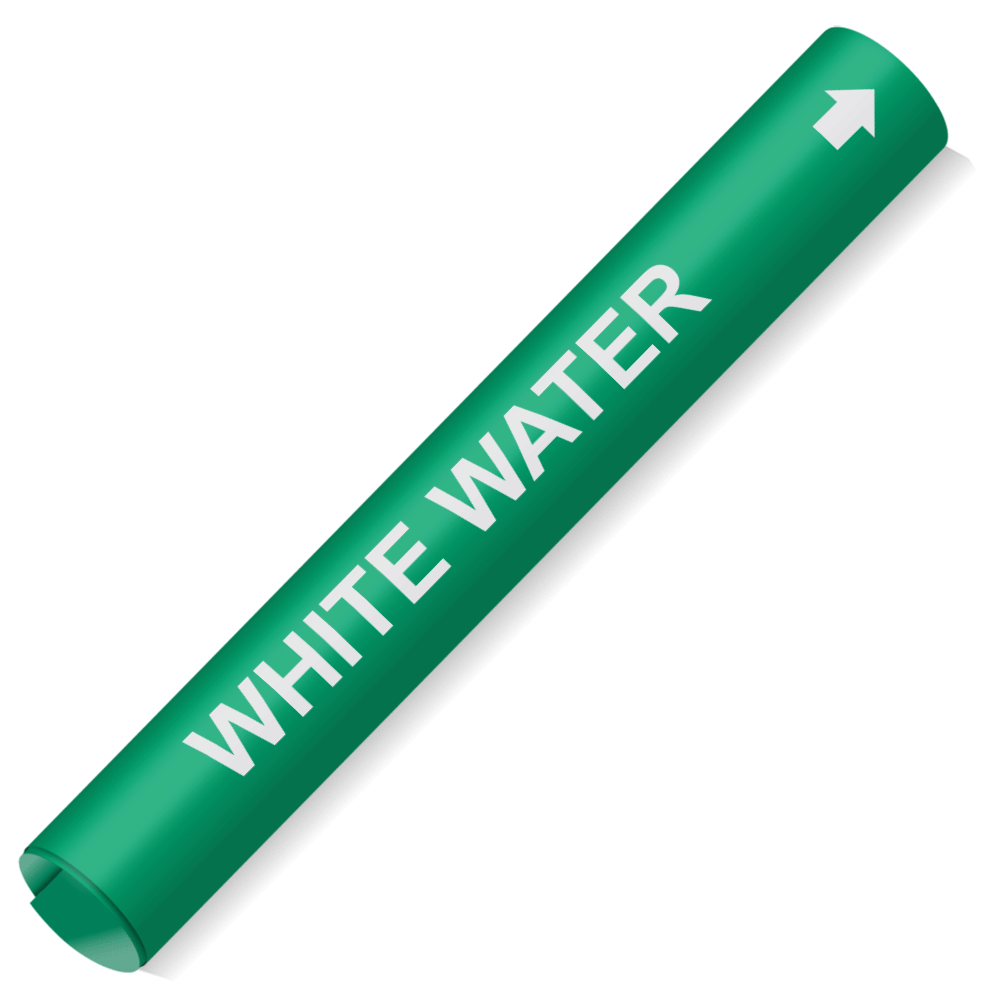 Coiled Pipe Marker - WHITE WATER - Green - ASME A13.1