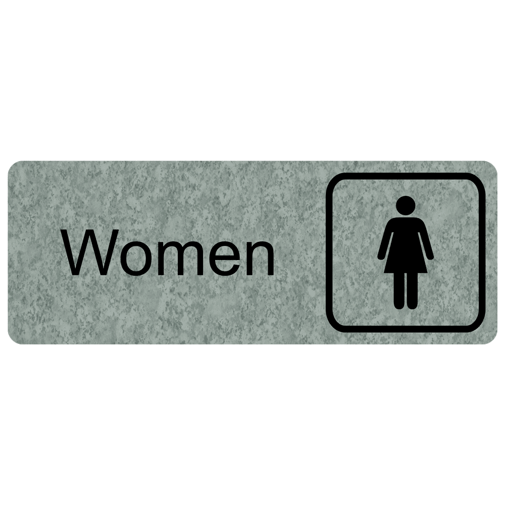 Women Engraved Sign EGRE-650-SYM-BLKonPLMRBL Restrooms Womens / Girls
