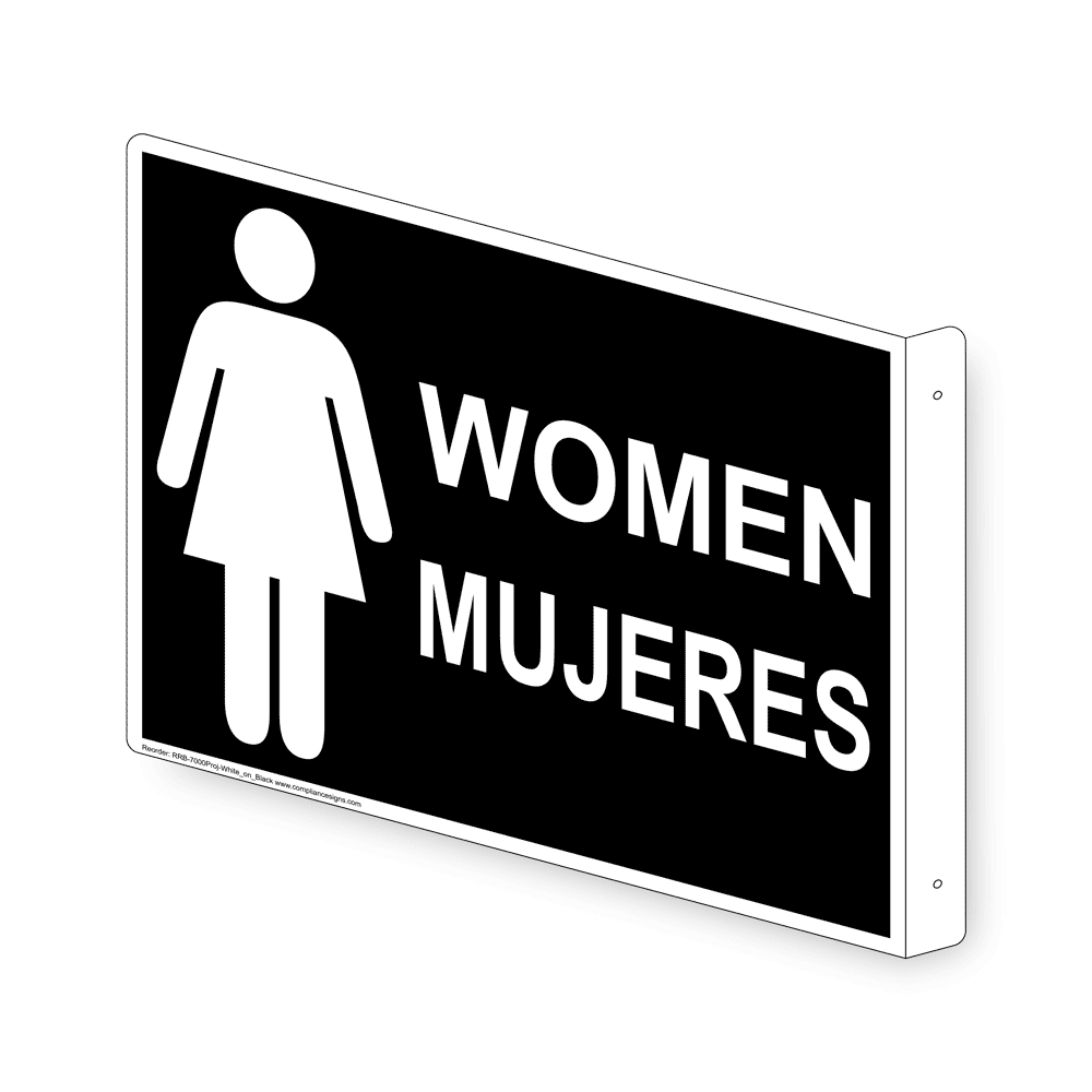 Women With Symbol Bilingual Sign RRB-7000Proj-WHTonBLK Womens / Girls
