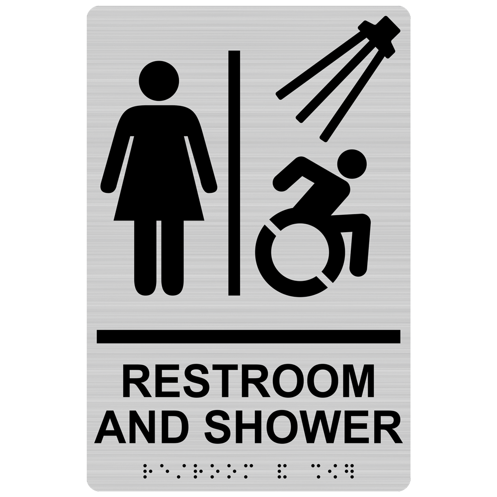 Womens Restroom And Shower Braille Sign With Dynamic Accessibility ...