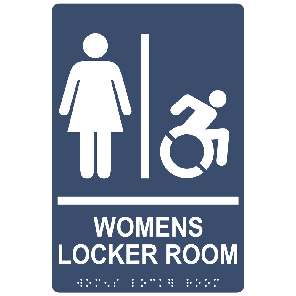 Portrait Womens Locker Room (Braille Sign RRE-19964R_WHTonNavy