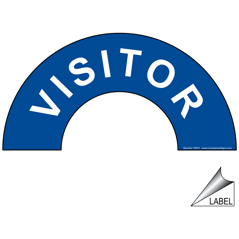 Workplace Safety Visitor Label / Sticker - Blue - US Made