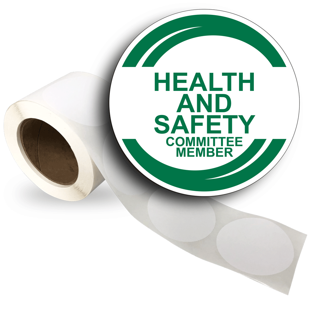 Roll of Labels - Health & Safety Committee - White - 5-Mil Poly