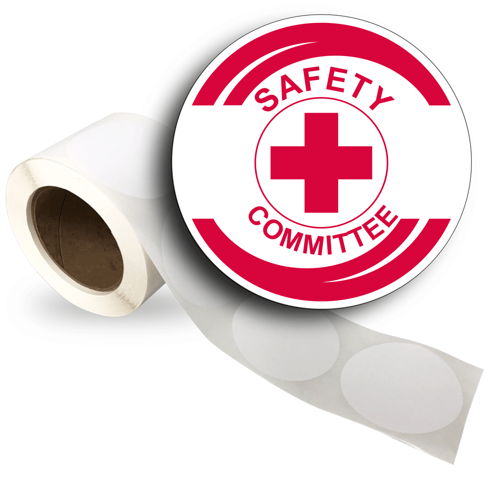 Safety Committee Labels on Roll - Round - White
