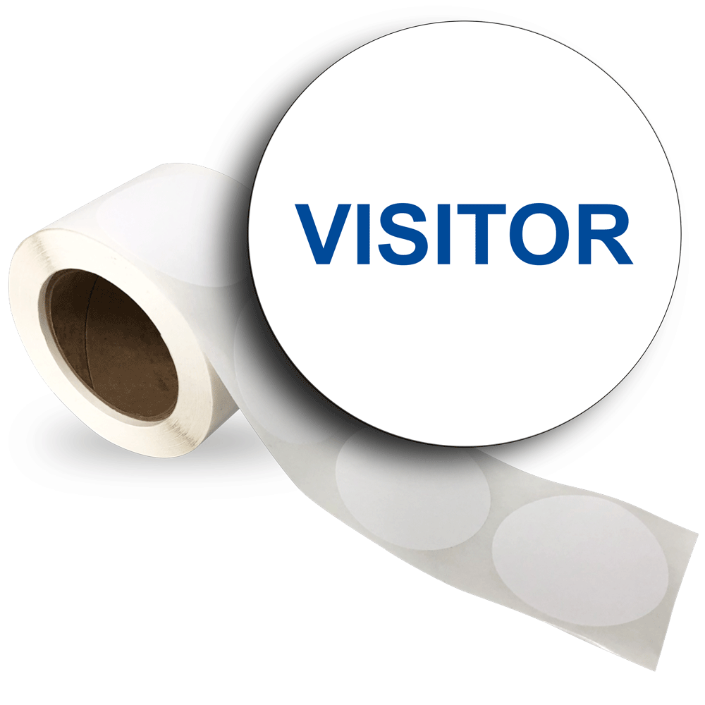 Visitor Helmet Labels on a Roll - Round White