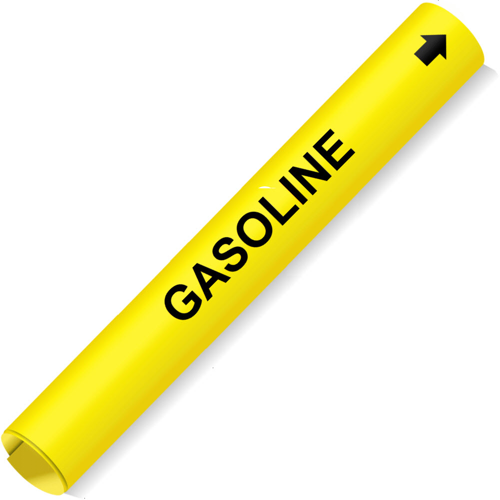 Coiled Pipe Marker - GASOLINE - Yellow - ASME A13.1